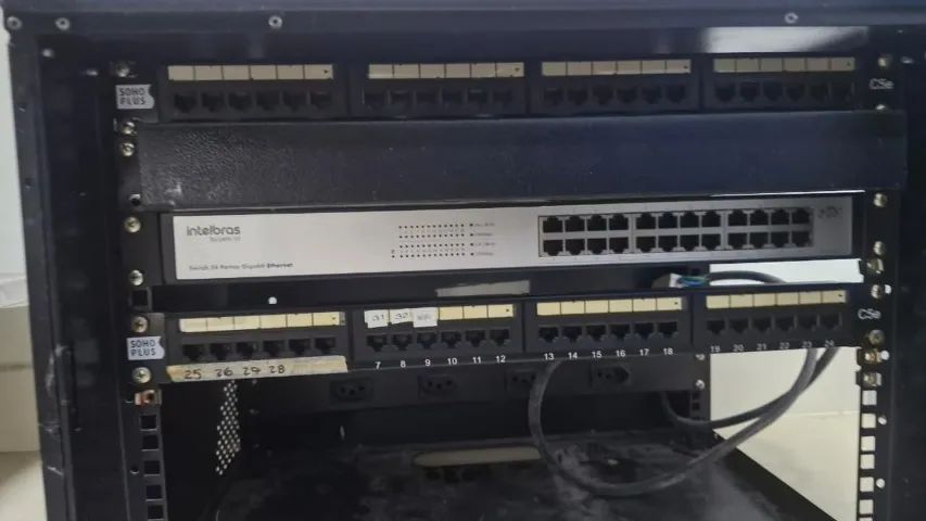 Módulo de Rede Completo - Rack 10U com Switch 24 Portas Gigabit ...