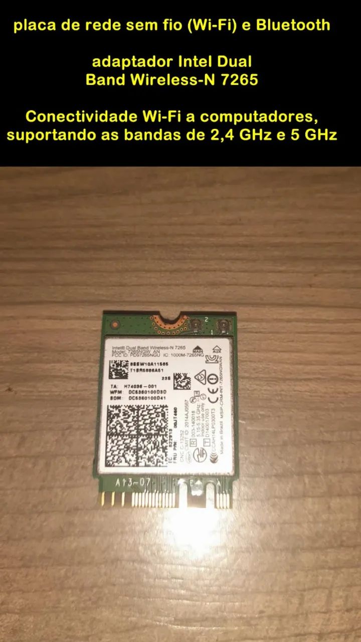 placa de rede sem fio (Wi-Fi) e Bluetooth adaptador Intel Dual Band ...