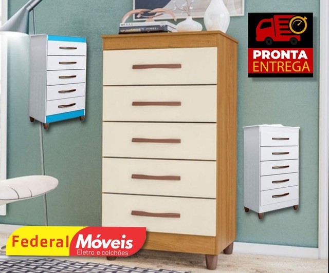 Cômoda Esmeralda 5 Gavetas Albatroz - Armários e Guarda-Roupas ...