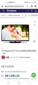 "tv plasma lg 50 polegadas" - TVs no Brasil