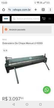 "dobradeiras de chapas manual" no Brasil