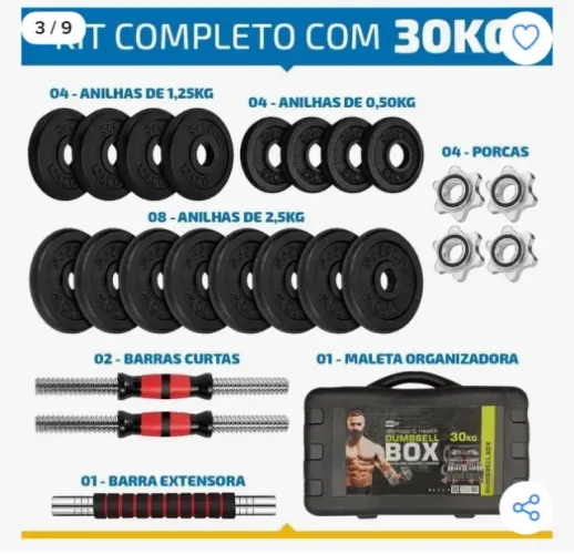 "kit de pesos de academia" - Academia e Exercícios no Brasil