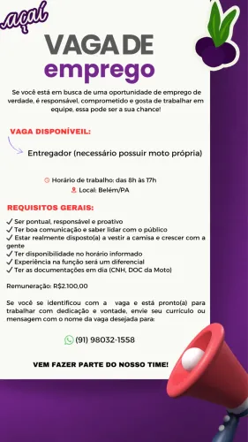 Vagas de emprego - Belém, Pará